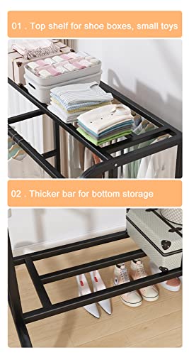 Qingluan Clothing Rack Heavy Duty Clothes Rack, Rolling Clothes Rack, Sturdy Metal Wardrobe Closet Rack for Hanging Clothes, Freestanding Closet Organizer, Max Load 520lbs,Black,47×20in/120×50cm