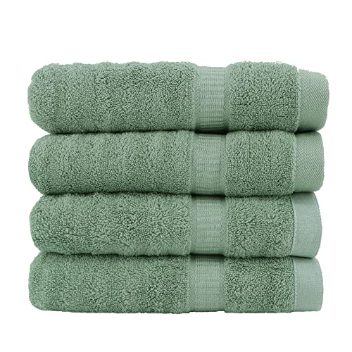 Bamboo Cotton Super Soft Highly Absorbent 4 Pieces Green Towel Set for Bathrome Hand Towel,Salon Towels(4 Piece Green)