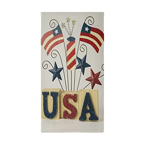 USA Flag Retro Towel Set of 2 4Th July Bath Hand Towels Bathroom Decorative Kitchen Towels Highly Absorbent Soft