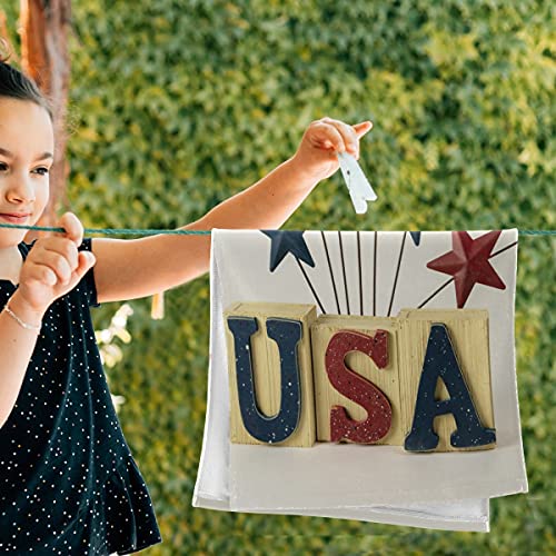 USA Flag Retro Towel Set of 2 4Th July Bath Hand Towels Bathroom Decorative Kitchen Towels Highly Absorbent Soft