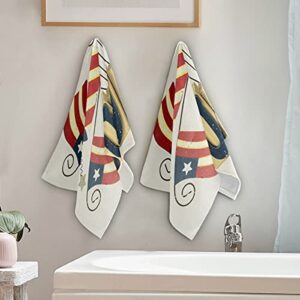 USA Flag Retro Towel Set of 2 4Th July Bath Hand Towels Bathroom Decorative Kitchen Towels Highly Absorbent Soft