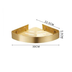 M.M.A Corner Shelf Wall Mounted Aluminum Bathroom Soap Dish Bath Shower Shelf Brushed Gold Bath Shampoo Holder Basket Holder