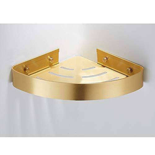 M.M.A Corner Shelf Wall Mounted Aluminum Bathroom Soap Dish Bath Shower Shelf Brushed Gold Bath Shampoo Holder Basket Holder