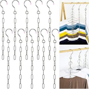 Falytemow Stainless Steel Space Saving Hanger Chains Magic Hangers Closet Space Saver Hanger Organizer Cascading Hangers Gain 80% More Space Set of 10