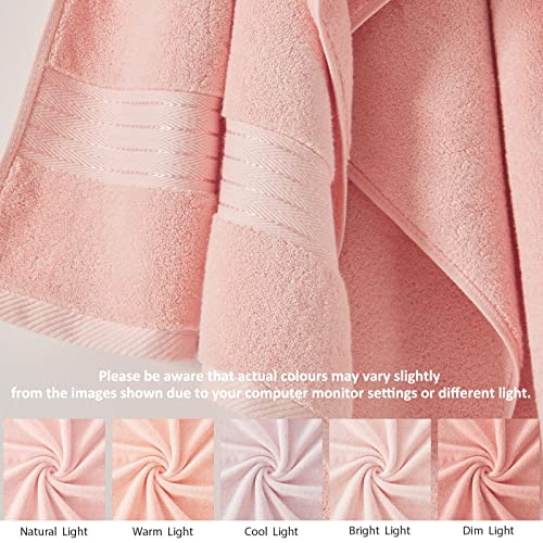 COZYART Pink Bath Towels Set, Turkish Cotton Hotel Bath Towels Soft for Bathroom, Thick Bathroom Towels Set of 6 with 2 Bath Towels, 2 Hand Towels, 2 Washcloths, 650 GSM