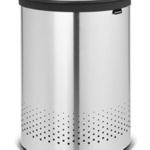 Brabantia Large Laundry Hamper (Matt Steel) Bathroom Bedroom Dirty Clothes Basket with 2 Sections, Inner Laundry Bags, Discrete Lid - 14.5 Gal