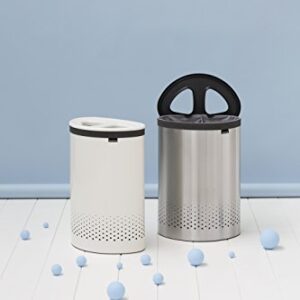 Brabantia Large Laundry Hamper (Matt Steel) Bathroom Bedroom Dirty Clothes Basket with 2 Sections, Inner Laundry Bags, Discrete Lid - 14.5 Gal