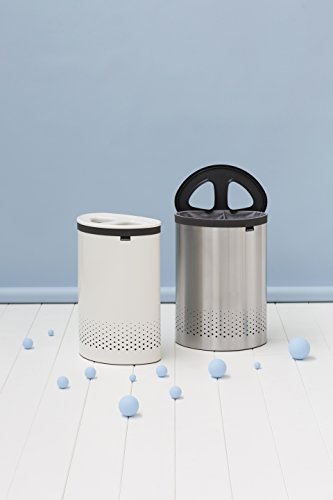 Brabantia Large Laundry Hamper (Matt Steel) Bathroom Bedroom Dirty Clothes Basket with 2 Sections, Inner Laundry Bags, Discrete Lid - 14.5 Gal