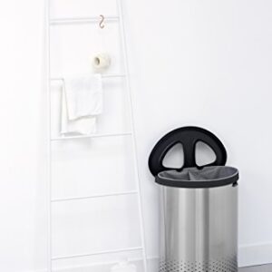 Brabantia Large Laundry Hamper (Matt Steel) Bathroom Bedroom Dirty Clothes Basket with 2 Sections, Inner Laundry Bags, Discrete Lid - 14.5 Gal