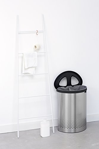 Brabantia Large Laundry Hamper (Matt Steel) Bathroom Bedroom Dirty Clothes Basket with 2 Sections, Inner Laundry Bags, Discrete Lid - 14.5 Gal