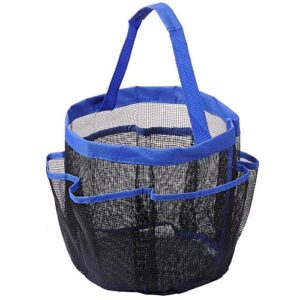 yescom aquaterior mesh shower caddy w/ 8 pockets quick dry portable rustproof bath tote organizer w/blue handle