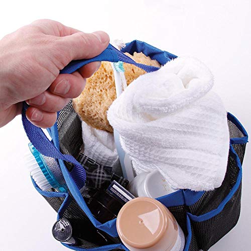 Yescom Aquaterior Mesh Shower Caddy w/ 8 Pockets Quick Dry Portable Rustproof Bath Tote Organizer w/Blue Handle