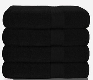 glamburg premium cotton 4 pack bath towel set - 100% pure cotton - 4 bath towels 27x54 - ideal for everyday use - ultra soft & highly absorbent - black