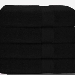 GLAMBURG Premium Cotton 4 Pack Bath Towel Set - 100% Pure Cotton - 4 Bath Towels 27x54 - Ideal for Everyday use - Ultra Soft & Highly Absorbent - Black