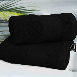 GLAMBURG Premium Cotton 4 Pack Bath Towel Set - 100% Pure Cotton - 4 Bath Towels 27x54 - Ideal for Everyday use - Ultra Soft & Highly Absorbent - Black