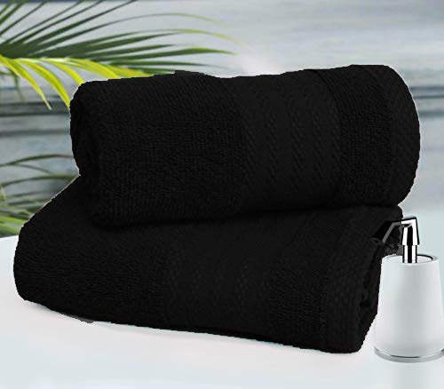 GLAMBURG Premium Cotton 4 Pack Bath Towel Set - 100% Pure Cotton - 4 Bath Towels 27x54 - Ideal for Everyday use - Ultra Soft & Highly Absorbent - Black