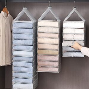 yancorp 9 shelf hanging closet organizers and storage,collapsible hanging shelf organizer for clothes organization,hanging shelves for closet storage, foldable, grey