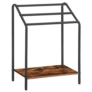 hoobro freestanding towel-rack, 3 tier blanket rack for living room, 23.6" l x 14.2" w x 33.9" h, quilt blanket ladder holder, drying and display rack, bathroom, rustic brown and black bf63lb01