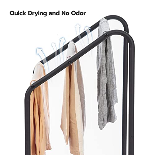 HOOBRO Freestanding Towel-Rack, 3 Tier Blanket Rack for Living Room, 23.6" L x 14.2" W x 33.9" H, Quilt Blanket Ladder Holder, Drying and Display Rack, Bathroom, Rustic Brown and Black BF63LB01