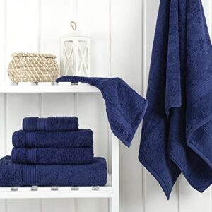 Cotton Paradise 6 Piece Towel Set, 100% Turkish Cotton Soft Absorbent Towels for Bathroom, 2 Bath Towels 2 Hand Towels 2 Washcloths, Navy Blue Towel Set