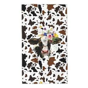 kicoyuaz cow print bath hand towels for bathroom kitchen towel white cute animal print gym spa home decorative clearance washing face washcloths soft funny