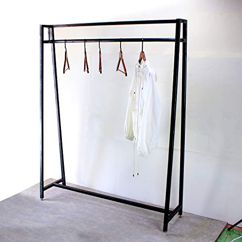 Womio Industrial Metal Clothes Racks with Clothing Hanging Rack, Display Racks for Laundry,Moden Drying Rack Garment Racks,Black Brush Silver