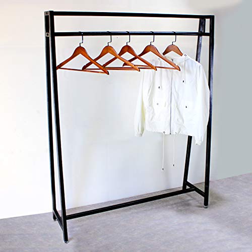 Womio Industrial Metal Clothes Racks with Clothing Hanging Rack, Display Racks for Laundry,Moden Drying Rack Garment Racks,Black Brush Silver