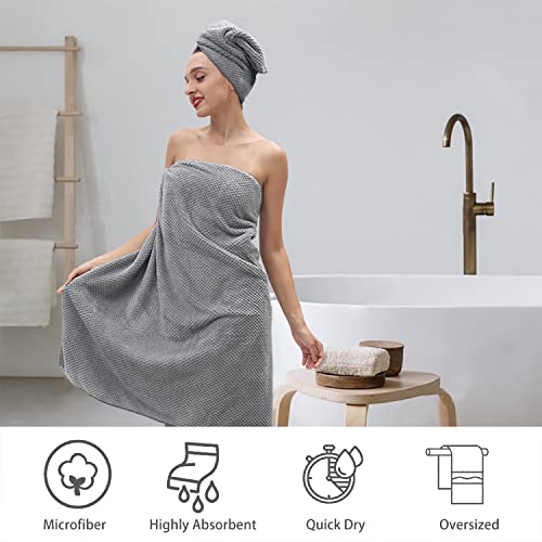 Gray Bath Towels Set 35x70 Inches - Luxury 600 GSM Oversized Bath Sheet Towel,Extra Large Microfiber - Quick Dry,Highly Absorbent,Super Soft Shower Towels Spa Hotel Bathroom Towel Set (4-Pack)