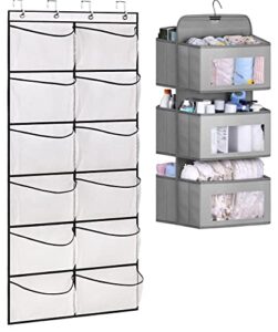 kimbora 12 extra large pockets hanging shoe organizer and dual sided hanging closet organizer