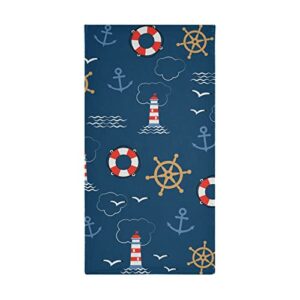 Set of 2 Polyester Cotton Hand Towels Sea Anchors and Lighthouses, Highly Absorbent,, 28.3 x 14.4in(228rh9i)