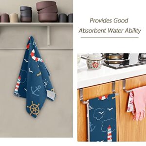 Set of 2 Polyester Cotton Hand Towels Sea Anchors and Lighthouses, Highly Absorbent,, 28.3 x 14.4in(228rh9i)