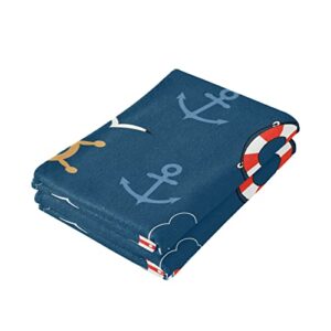 Set of 2 Polyester Cotton Hand Towels Sea Anchors and Lighthouses, Highly Absorbent,, 28.3 x 14.4in(228rh9i)