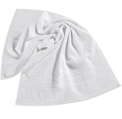 Hammam Linen White Hand Towels 4-Pack -16 x 29 Turkish Cotton Premium Quality Soft and Absorbent Small Towels for Bathroom