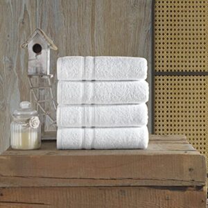 Hammam Linen White Hand Towels 4-Pack -16 x 29 Turkish Cotton Premium Quality Soft and Absorbent Small Towels for Bathroom