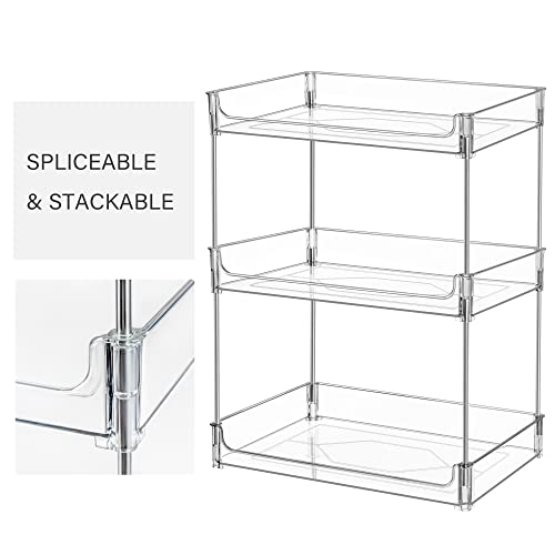 Hudgan 2-tier Clear Plastic Cabinet Organizer Shelf, Acrylic Bathroom Counter Organizer Trays