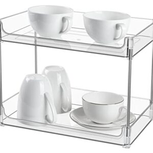 Hudgan 2-tier Clear Plastic Cabinet Organizer Shelf, Acrylic Bathroom Counter Organizer Trays