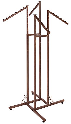 SSWBasics 4-Way Clothing Rack with Slant Arms (Boutique Cobblestone) Heavy Duty Rack