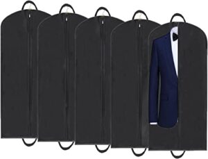 suit covers,5pcs garment bag,suit bags for men,garment covers,48inch clothes cover set for storage&travel,garment bags for hanging clothes with carry handles for suits tuxedos dresses coats