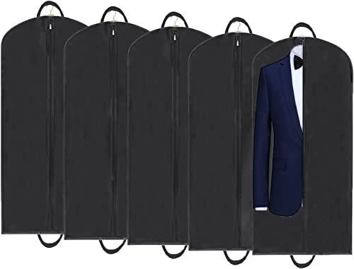 Suit Covers,5Pcs Garment Bag,Suit Bags for men,Garment Covers,48inch Clothes Cover Set for Storage&Travel,Garment Bags for Hanging Clothes with Carry Handles for Suits Tuxedos Dresses Coats