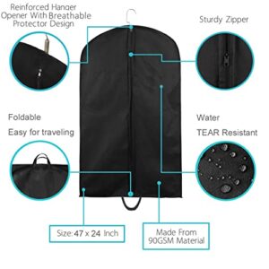 Suit Covers,5Pcs Garment Bag,Suit Bags for men,Garment Covers,48inch Clothes Cover Set for Storage&Travel,Garment Bags for Hanging Clothes with Carry Handles for Suits Tuxedos Dresses Coats