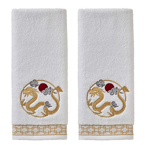 SKL Home Vern Yip Zodiac Dragon Hand Towel Set, White