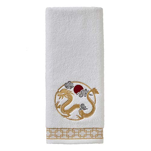 SKL Home Vern Yip Zodiac Dragon Hand Towel Set, White