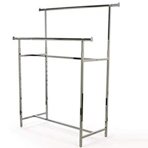 NAHANCO K40 Commercial Grade Adjustable Double Bar Garment Clothes Rack, Chrome (1 Ea)