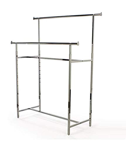 NAHANCO K40 Commercial Grade Adjustable Double Bar Garment Clothes Rack, Chrome (1 Ea)