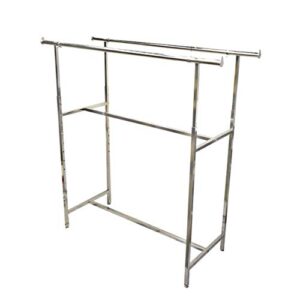 NAHANCO K40 Commercial Grade Adjustable Double Bar Garment Clothes Rack, Chrome (1 Ea)