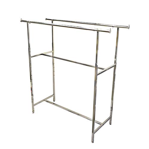 NAHANCO K40 Commercial Grade Adjustable Double Bar Garment Clothes Rack, Chrome (1 Ea)