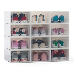 ywhgpi2014 transparent shoe box 12pack (white) shoes organizers plastic thickened foldable dustproof storage box combined shoe cabinet