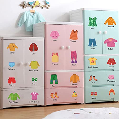 Gadpiparty Kids Wardrobe Clothing Label Kit Girl Dresser Decals Home Organization Labels Clothes Label Stickers for Nursery Closet Wardrobe