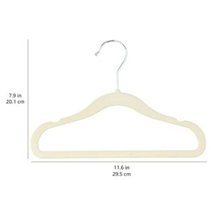 Amazon Basics Kids Velvet, Non-Slip Clothes Hangers, Beige - Pack of 30 & Slim, Velvet, Non-Slip Suit Clothes Hangers, Ivory/Silver - Pack of 30