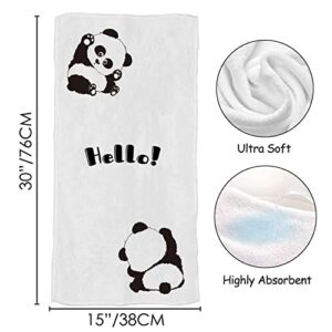 TOPCARPENTER Decorative Hand Towels for Bathroom, Hello Spring Panda Kitchen Hand Towel Set of 2, 15 * 30 inch Soft Fingertip Towel Decortive Hand Towels for Bathroom Kitchen